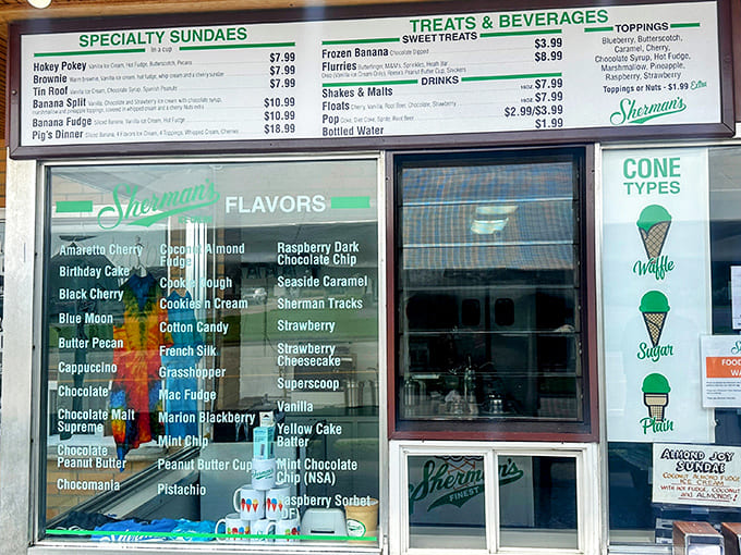 The flavor board at Sherman's reads like a fantasy novel of frozen delights &ndash; over 50 varieties that turn decision-making into a delicious dilemma.