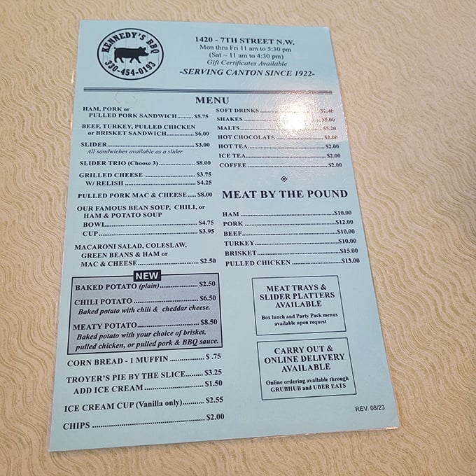 A simple yet mouthwatering menu showcases Kennedy's commitment to barbecue essentials &ndash; no frills, just perfectly executed classics that keep locals coming back for generations.