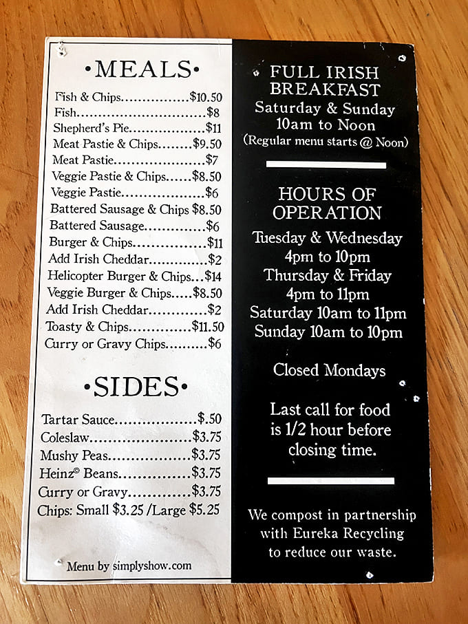 The menu reads like a love letter to Irish comfort food, with the Shepherd's Pie stealing the spotlight.