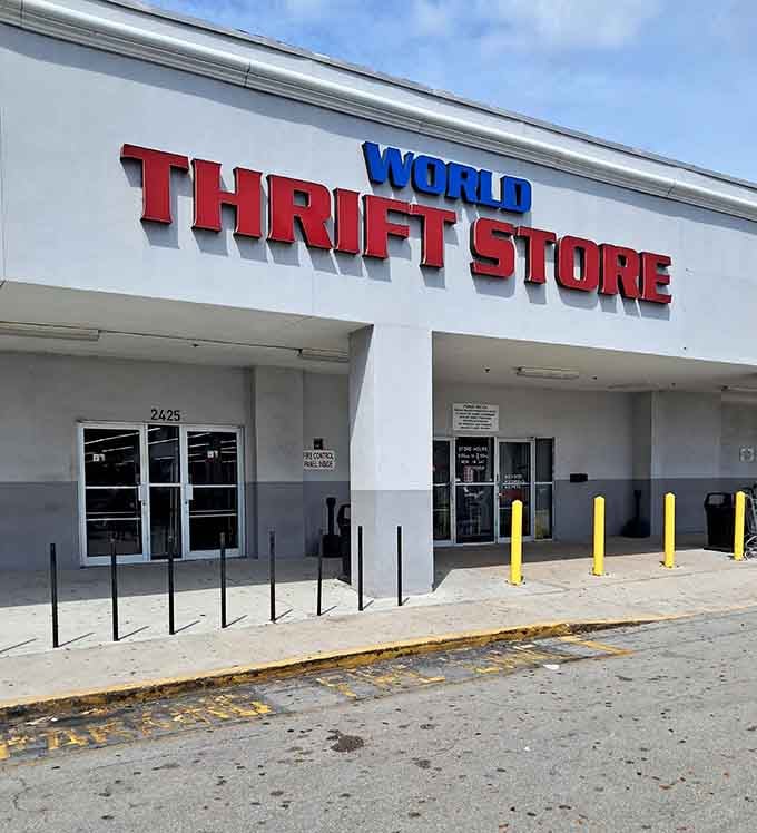 World Thrift's massive exterior hints at the endless aisles of bargains waiting inside for eager shoppers.
