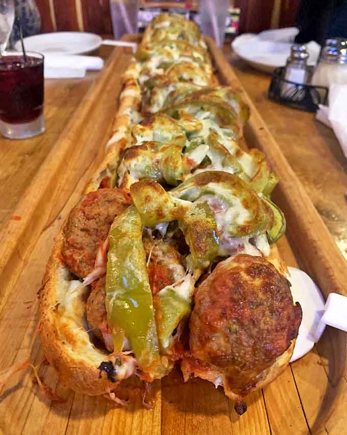 Behold the legendary 10-pound meatball sandwich in all its glory &ndash; a two-foot monster that's defeated countless challengers and delighted even more.