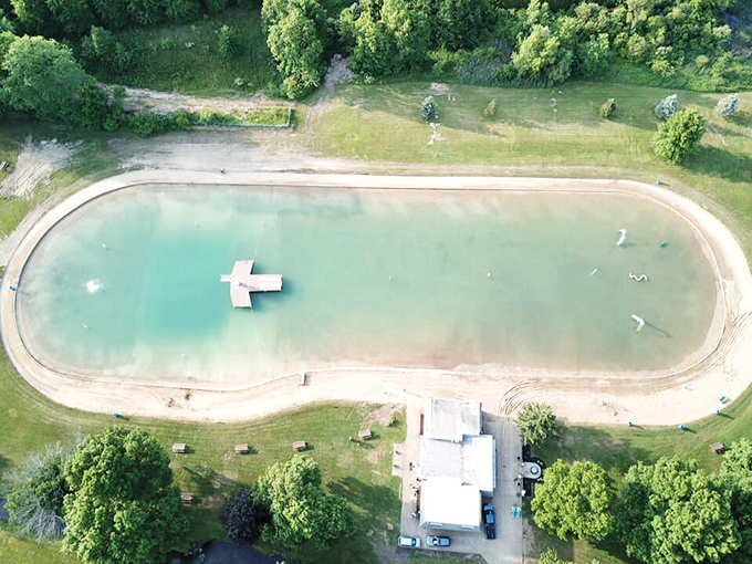 Bird's eye brilliance! From above, the spring resembles a giant's bathtub, complete with that impossible-to-resist turquoise hue that screams "Jump in!"