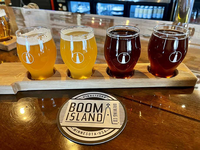 The perfect flight formation: four distinctive brews lined up like liquid soldiers, ready to march straight to your taste buds.