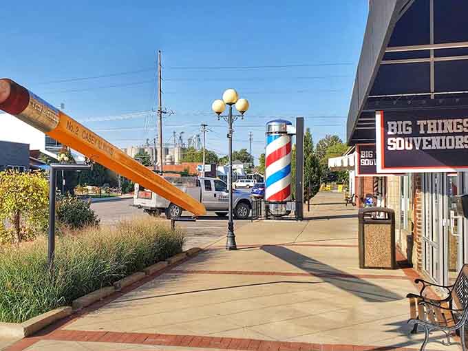 That pink eraser could correct mistakes in a giant's homework &ndash; just one of Casey's whimsical touches that brings smiles to visitors' faces.