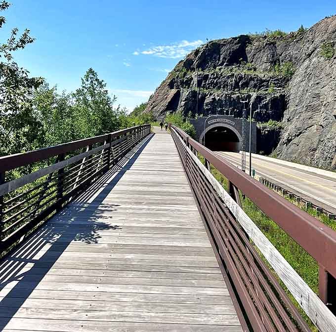 This isn't just a boardwalk, it's a front-row seat to Minnesota's geological masterpiece, complete with tunnel view.