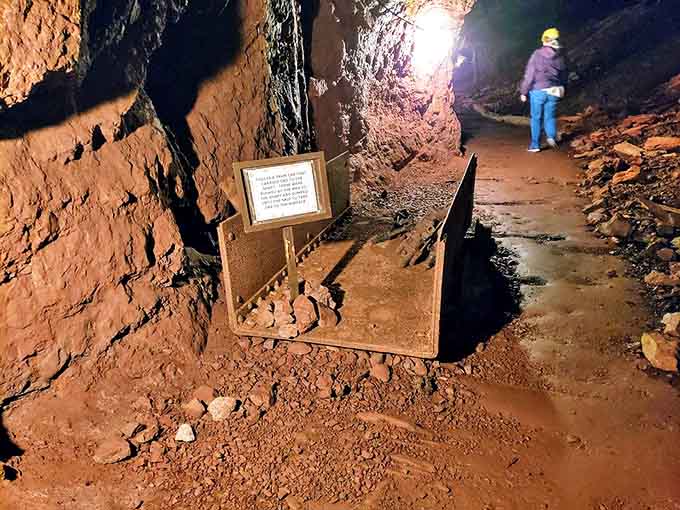 This ore cart once carried copper treasures to the surface, now frozen in time for modern visitors.