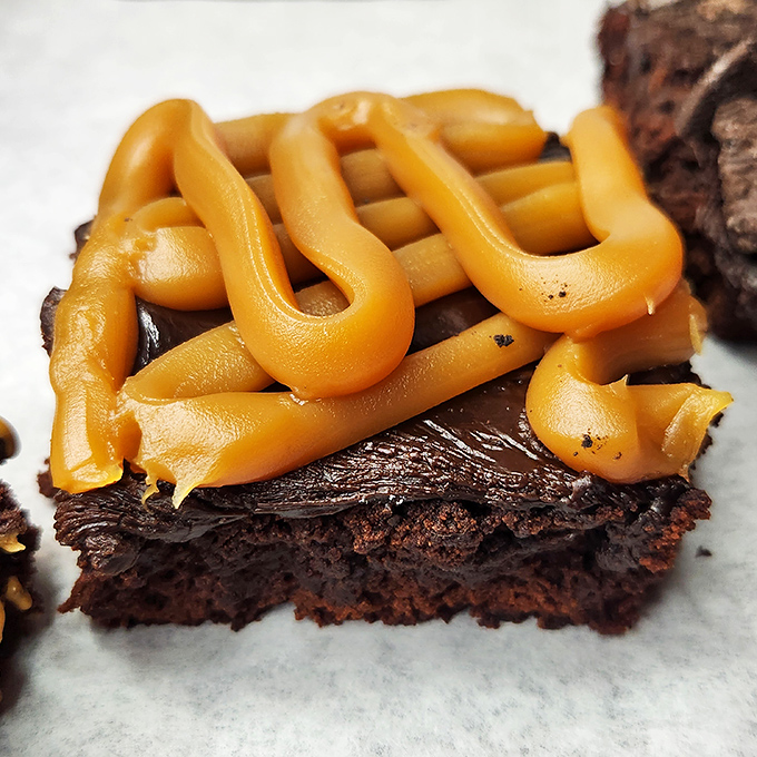 Caramel Brownie: Ribbons of golden caramel dance through rich chocolate, creating a dessert that's worth every single calorie.