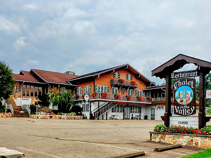 Swiss Alps architecture meets Amish comfort food in this delightful culinary culture clash.