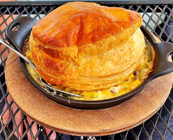 This chicken pot pie isn't just dinner&mdash;it's architectural genius with a golden dome that puffs dramatically when pierced.