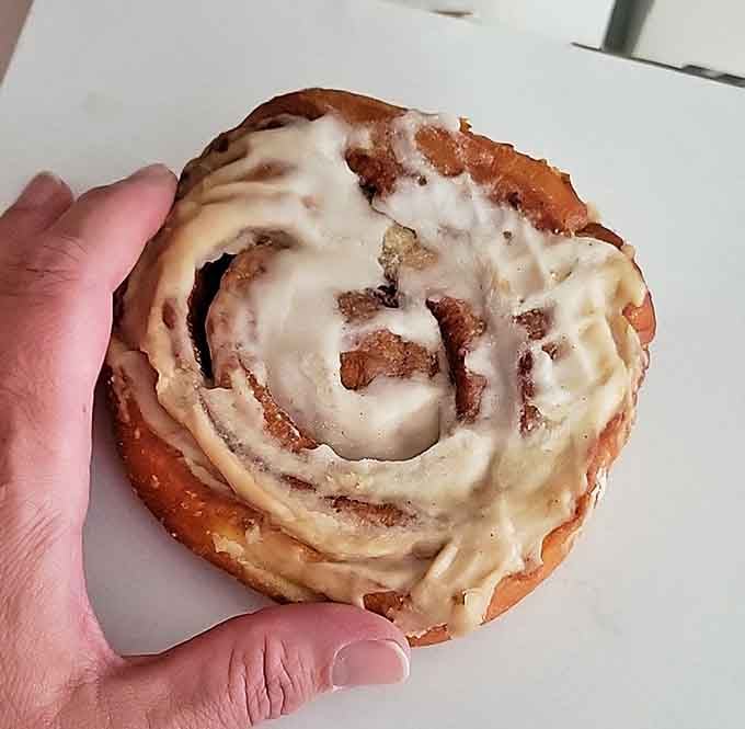 This isn't just any cinnamon roll &ndash; it's a spiral of happiness with a tender center that melts in your mouth and frosting that strikes perfect sweet-spice harmony.