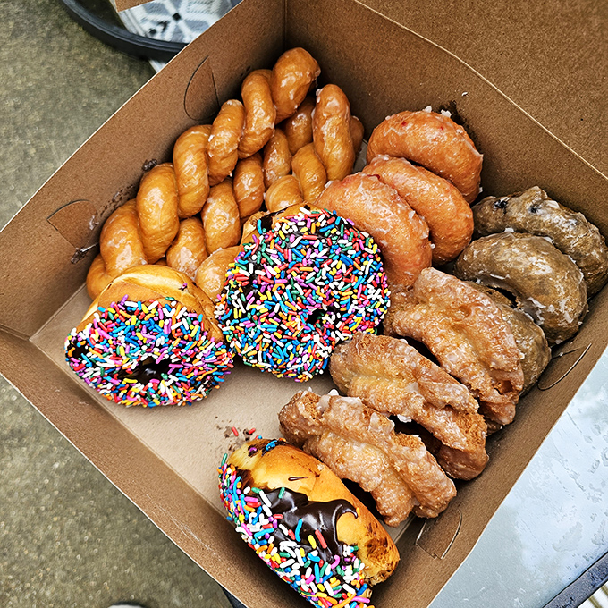 A box of happiness awaits &ndash; these aren't just donuts, they're hand-crafted time machines that transport you back to simpler, sweeter days.