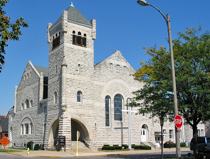 First Presbyterian Church's stunning stonework showcases craftsmanship from a time when buildings weren't just constructed, but lovingly created as community landmarks.