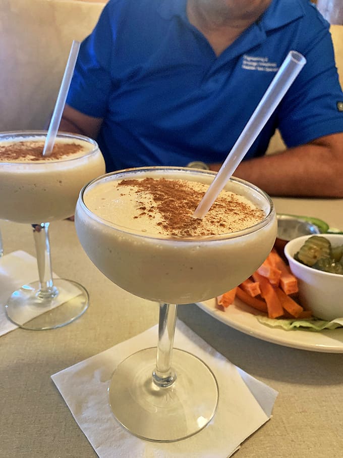 These creamy mint Grasshoppers aren't just drinks, they're dessert with attitude. The cocoa dusting tickles your nose with each indulgent sip.