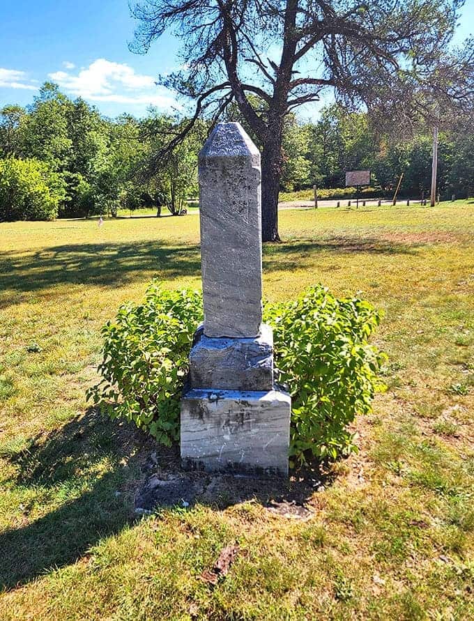 Time and elements have worn away at this century-old monument, yet it stands defiantly against Michigan's harsh seasons.