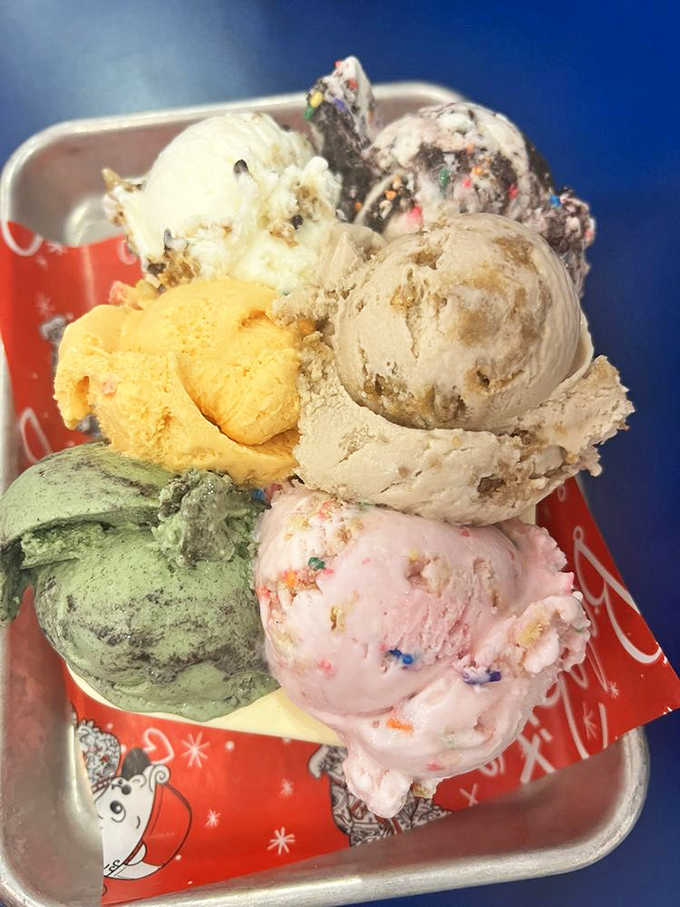 Ice cream shouldn't just be scooped &ndash; it should be architected. This tower of flavors is basically the Sagrada Familia of frozen desserts.