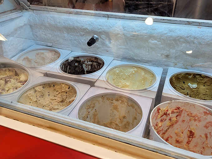 A rainbow of homemade ice cream flavors awaits, each batch made fresh on the premises. This is where dreams are scooped, not just served.