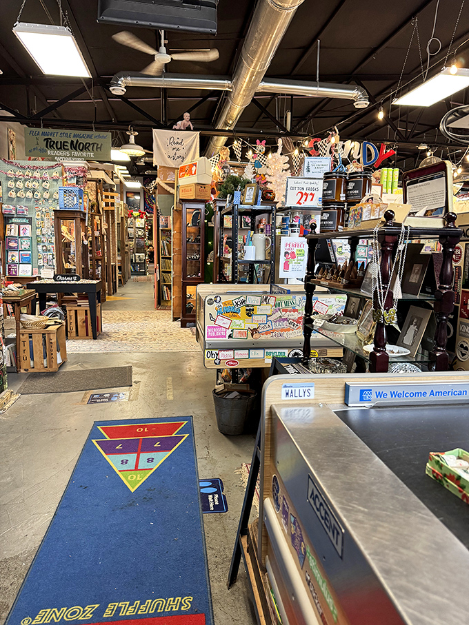 Step inside and prepare for sensory overload – every inch of True North's interior is a carefully curated chaos of collectibles spanning decades of American life.