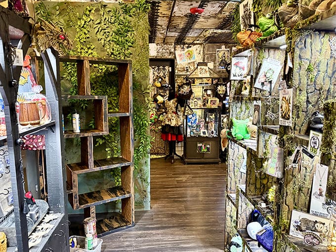 Interior: Nature meets nightmare in this moss-covered corridor, where every turn reveals new treasures for those brave enough to venture deeper.