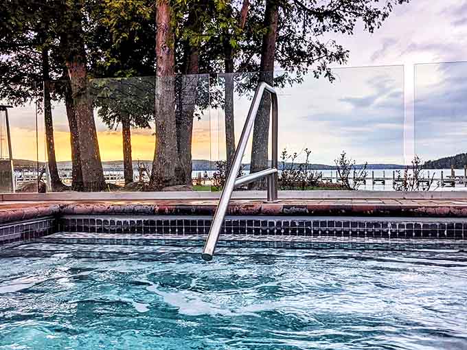 Nothing says "you've made it" quite like a lakeside hot tub where your biggest decision is bubbles or no bubbles.