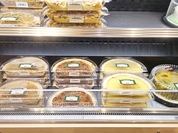 The pie display case &ndash; where willpower goes to die and dessert dreams come true. Each pie beckons with homemade promise.