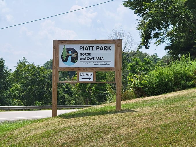 The sign says "1/4 Mile" but fails to mention it's also a portal to another world where stress doesn't exist.