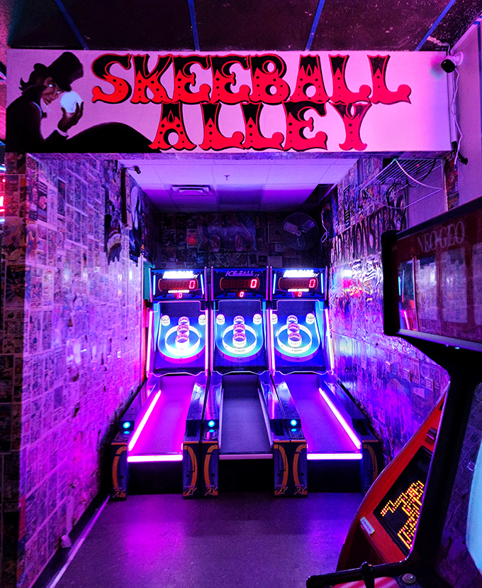 Skeeball never went out of style; it just got a glow-up. These neon lanes beckon to anyone who's ever dreamed of carnival glory.