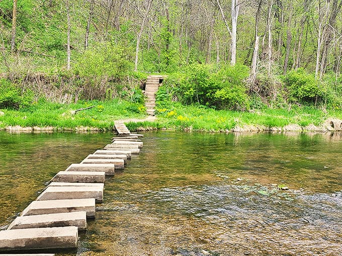 These stepping stones across the Whitewater River offer a moment of zen &ndash; or comedy, depending on your balance skills.