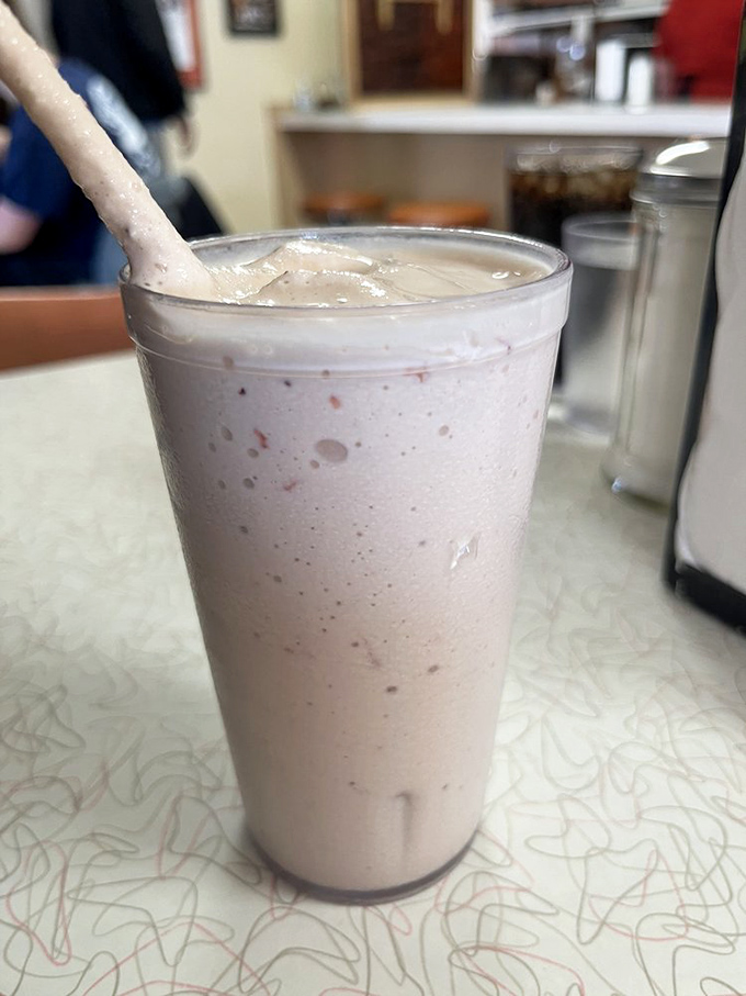 This strawberry shake isn't just a drink &ndash; it's a creamy time machine that transports you straight back to simpler days.
