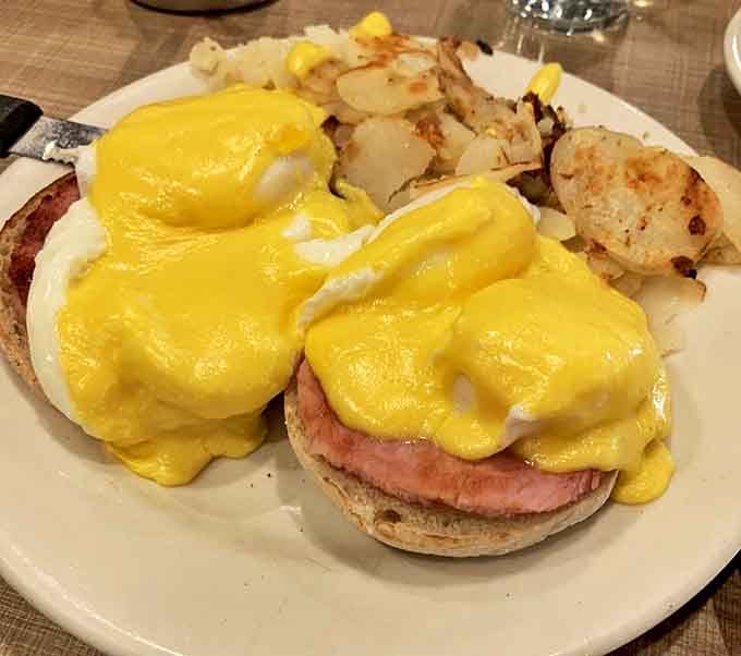 These Eggs Benedict aren't just breakfast &ndash; they're a masterclass in morning perfection with hollandaise cascading like golden velvet.