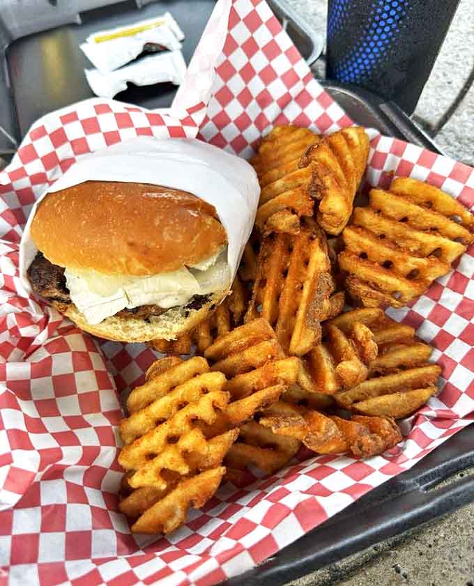 A turkey burger and waffle fries that don't just satisfy hunger &ndash; they solve all of life's problems, at least temporarily.