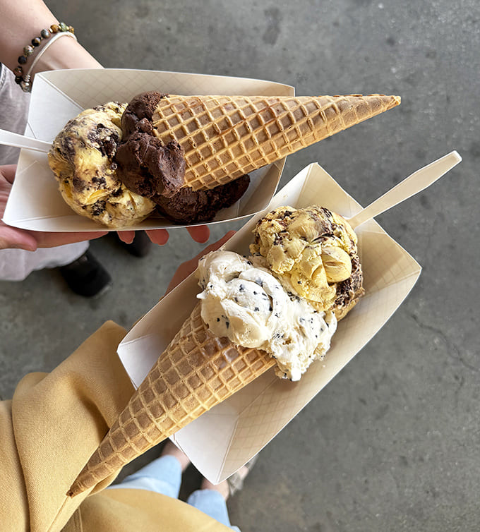"One scoop" at Sherman's requires both hands and possibly a spotter &ndash; these aren't servings so much as ice cream architecture projects.