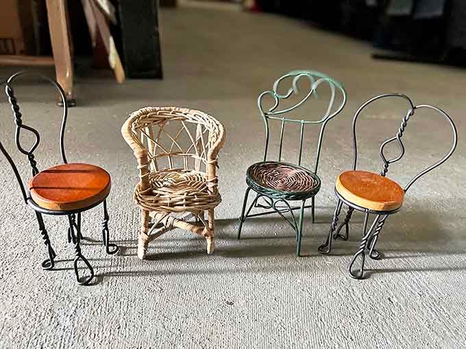 Miniature chairs with maximum charm &ndash; dollhouse furniture crafted when attention to detail mattered, even at tiny scale.