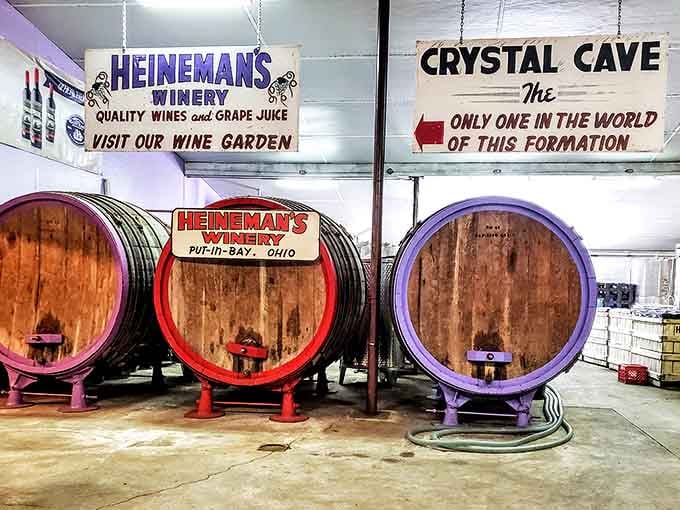 These wooden giants have seen more history than your high school textbook, aging island wines while a crystal wonderland sparkles below.