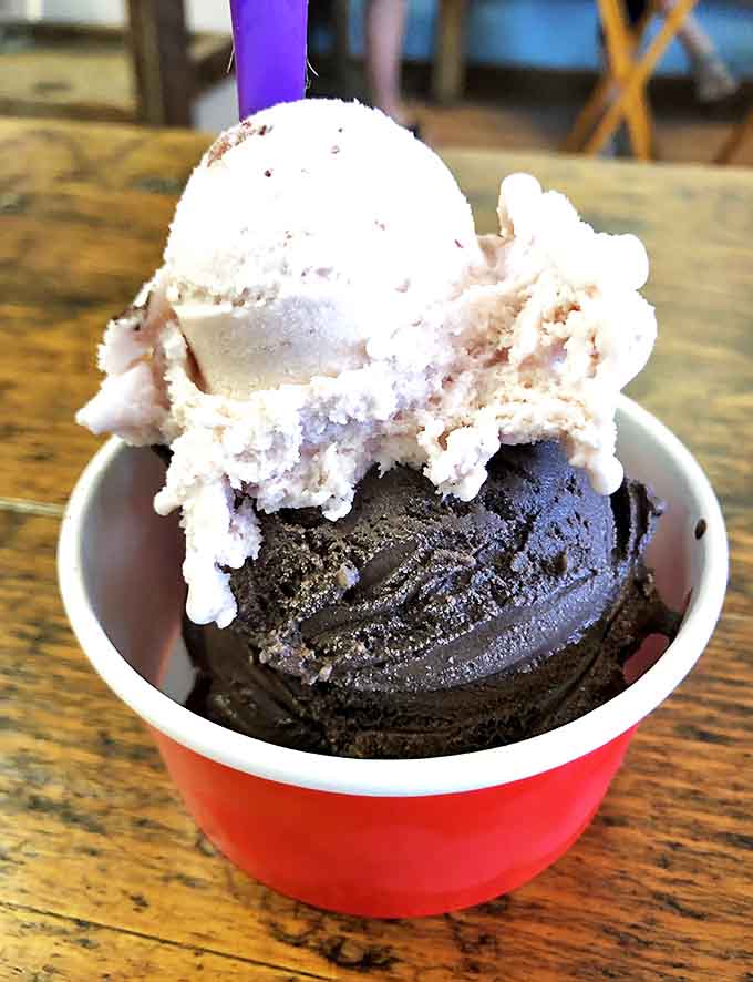Dark chocolate perfection meets creamy texture in this Zanzibar Chocolate scoop &ndash; so rich it might require a moment of silence.