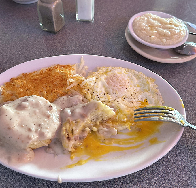Biscuits and gravy nirvana &ndash; where cloud-like biscuits meet perfectly seasoned gravy in a breakfast marriage made in heaven.