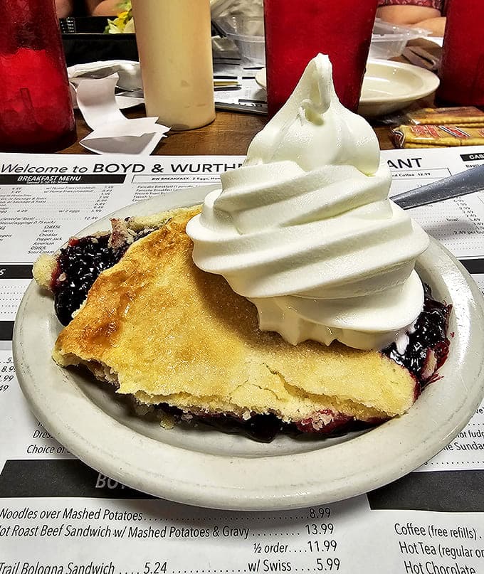 Blueberry pie that makes you question why you ever wasted calories on lesser desserts &ndash; that whipped cream mountain isn't just for show.