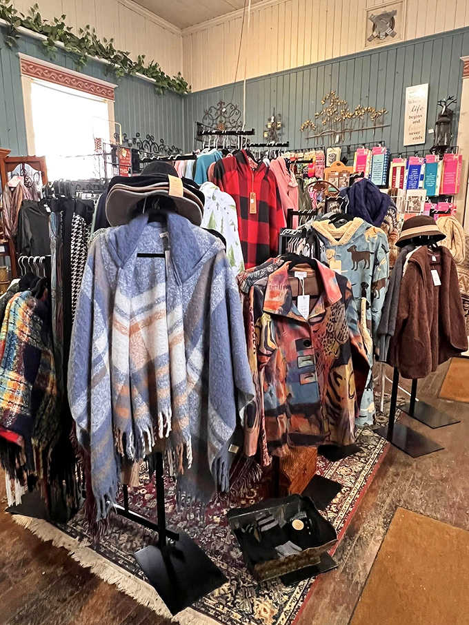 The clothing section offers cozy comfort with style &ndash; these aren't just garments, they're wearable art with a distinctly Midwestern sensibility.