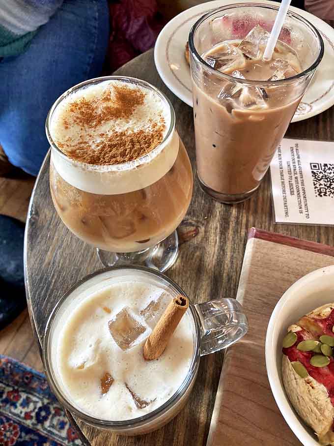 A trinity of coffee creations that would convert even the most devoted tea drinker &ndash; each cup a testament to the baristas' heavenly craftsmanship.