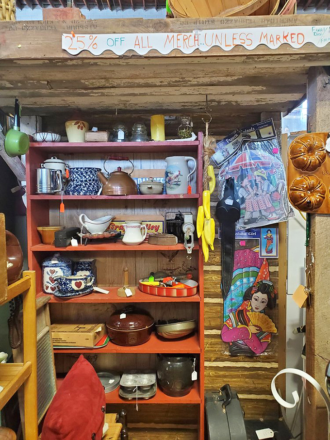 Shelves bursting with yesterday's treasures – each booth offers a new rabbit hole of potential discoveries for patient browsers.