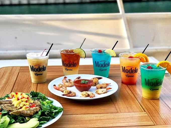 A rainbow of frozen cocktails that taste like vacation in a glass &ndash; the perfect companions for skyline viewing.