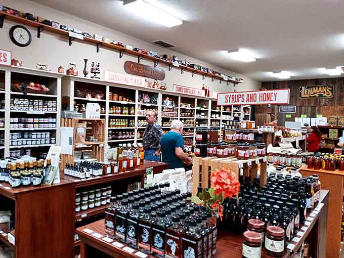 The syrup and honey section gleams with amber bottles of liquid gold, promising pancake breakfasts that would make your grandmother swoon.