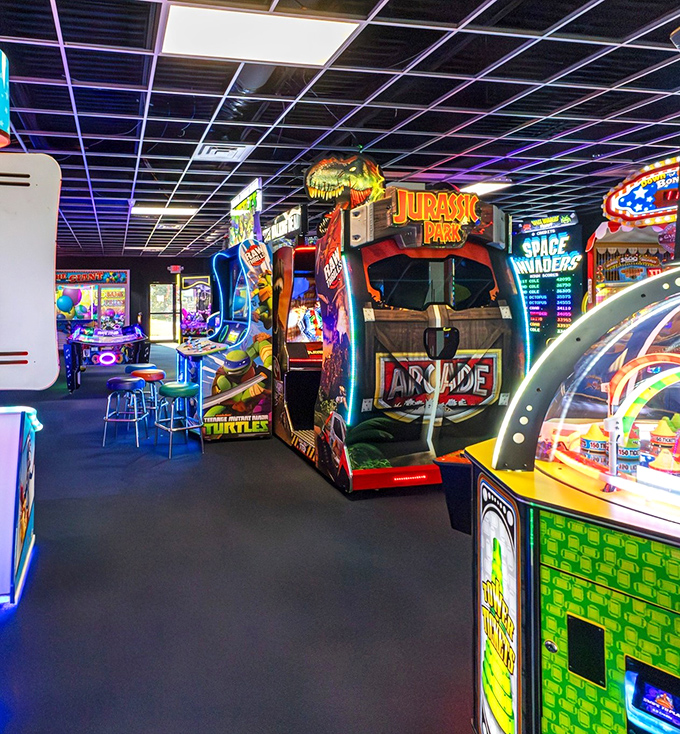 Gaming paradise awaits inside! The arcade's neon glow beckons with classic and cutting-edge games that'll bring out everyone's competitive spirit.