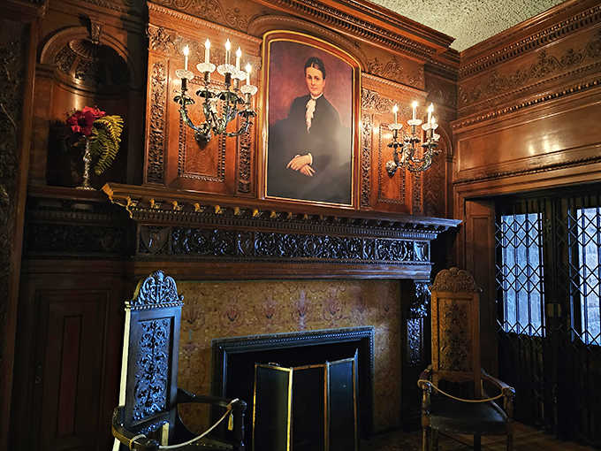 Not just a heat source but a statement piece saying, "I can afford to burn money." Portrait watches judgmentally as you admire the craftsmanship.