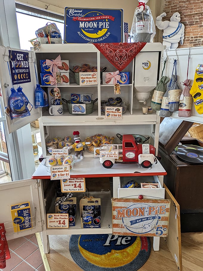 The Moon Pie display celebrates this iconic Southern treat with vintage advertising, packaging, and memorabilia that'll make your sweet tooth nostalgic.