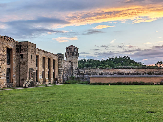 The prison yard &ndash; once filled with pacing inmates &ndash; now sits empty, its weathered benches and graffiti-covered walls whispering stories of the past.