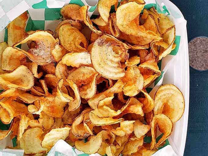 These potato chips are hand-cut, perfectly seasoned, and crispier than your aunt's opinions at Thanksgiving dinner.
