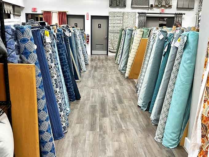 These fabric rolls stand at attention like colorful soldiers ready to be deployed into your next creative battle against boring home decor.