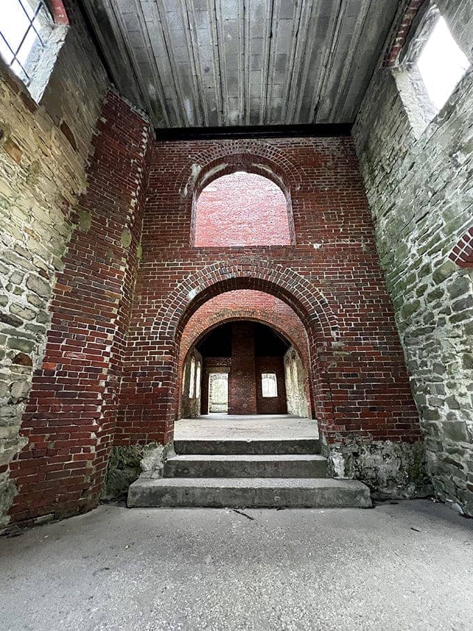 This perfectly proportioned archway frames the next room like a portal to the past, inviting exploration and wonder.