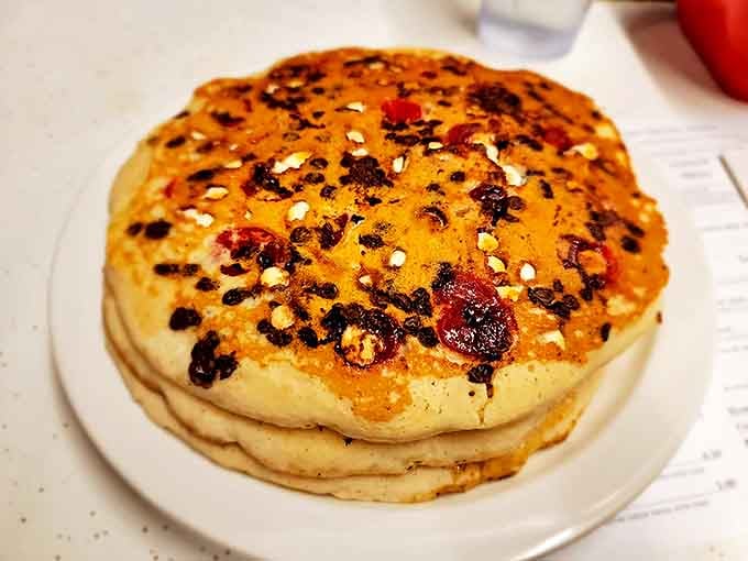 Pancakes that don't just satisfy hunger but fulfill childhood fantasies &ndash; where chocolate chips and cherries create edible art on a plate.