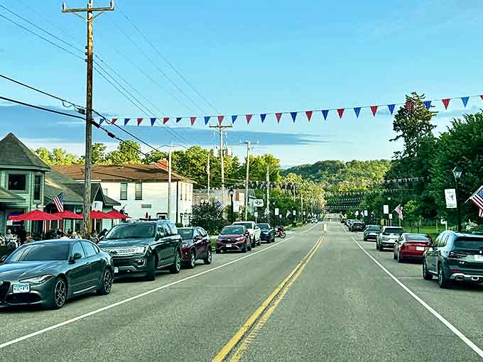 Colorful bunting dances above Afton's main street, where small-town charm isn't manufactured for tourists—it's simply the way life is lived here.